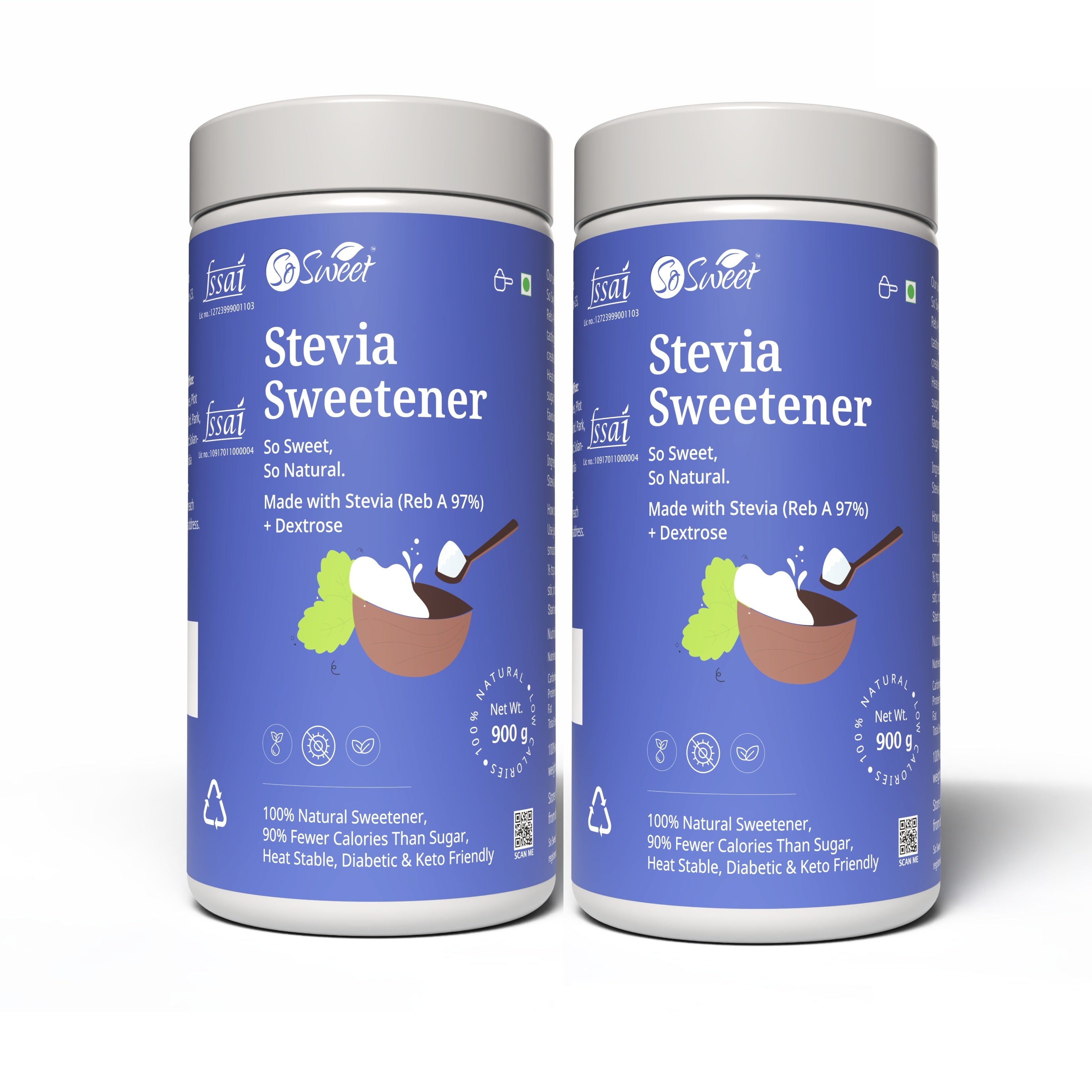 So Sweet Stevia Powder 900gm Pack of 2 – Zero Calorie Natural Sugar ...