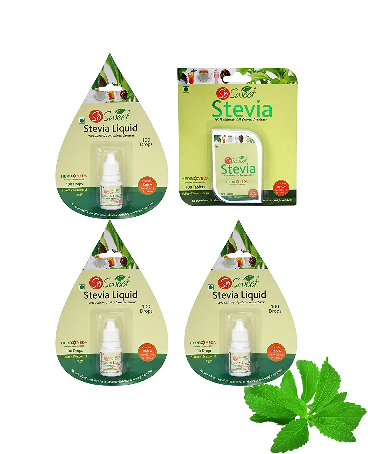 So Sweet Stevia 100 Tablets + 300 Drops – Zero Calorie Natural ...